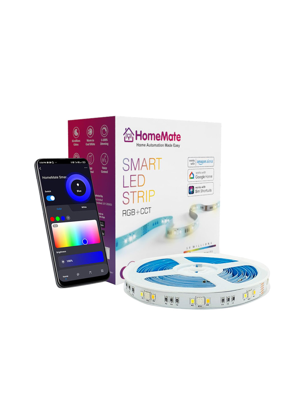 Buy HomeMate Blue & Red RGB+CCT Smart Led Strip Lights - String Lights ...