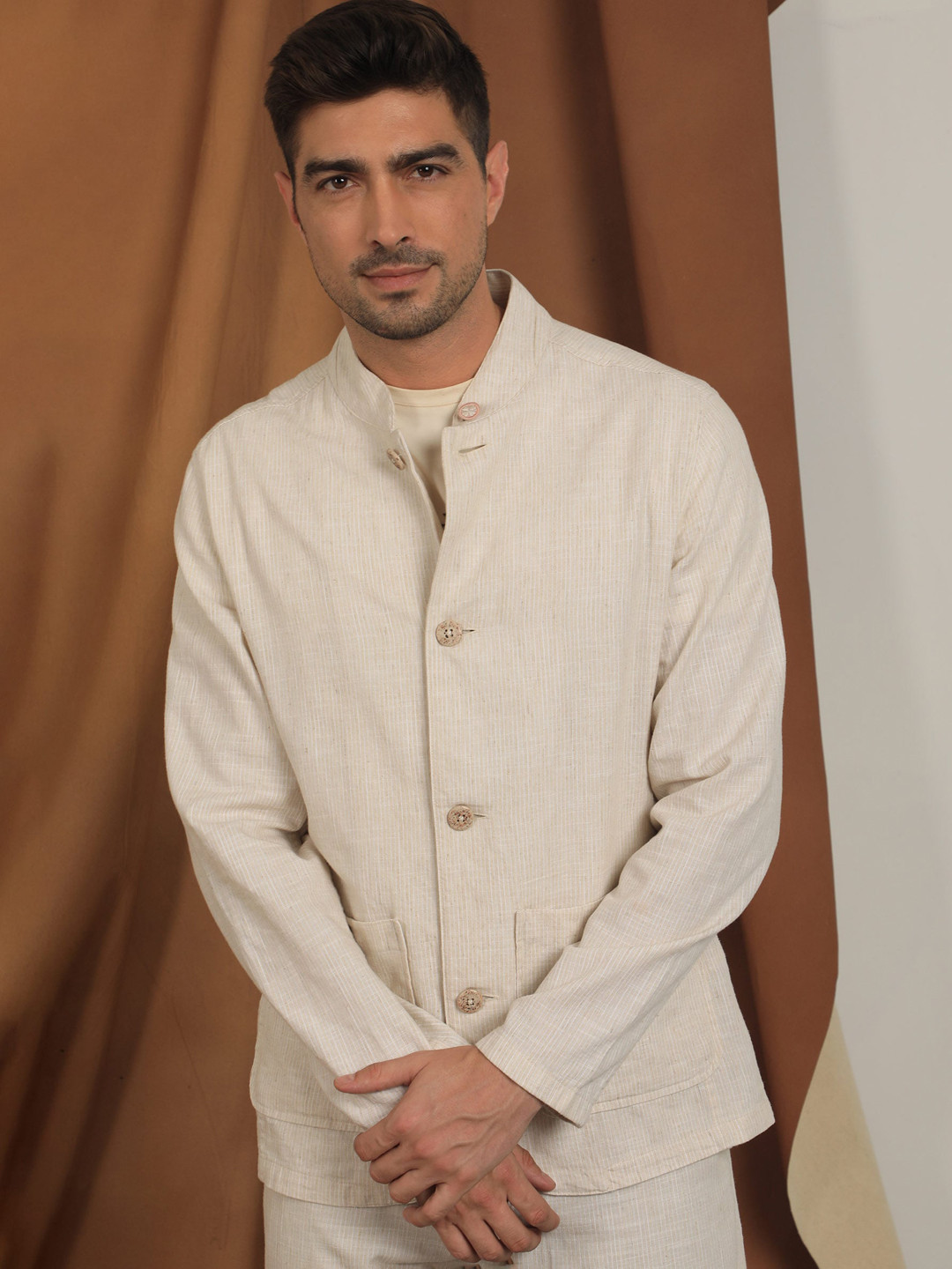 Buy RARE RABBIT Mandarin Collar Cotton Tailored Jacket - Jackets for ...