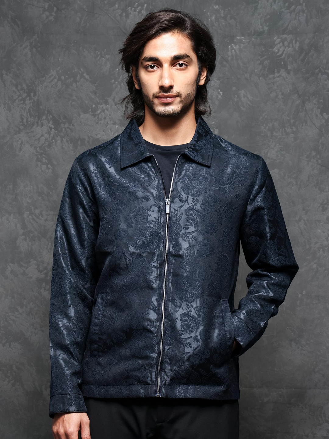 Buy RARE RABBIT Men Braga Tailored Fit Floral Spread Colar Jacket ...