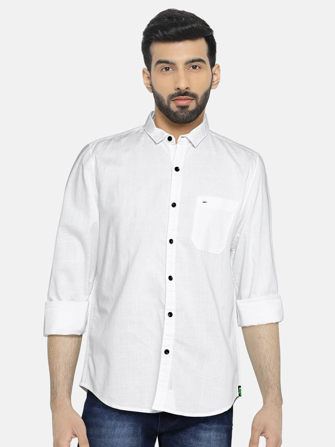 Buy Indigo Nation Men White Slim Fit Solid Casual Shirt - Shirts for ...