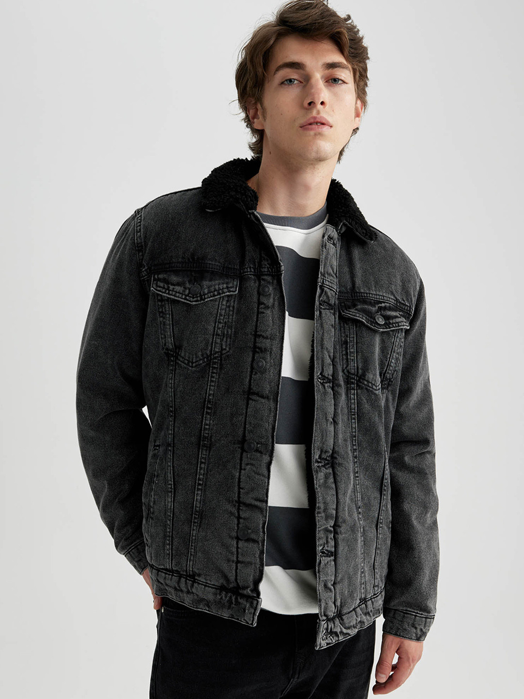 Buy DeFacto Washed Denim Jacket - Jackets for Men 24811156 | Myntra