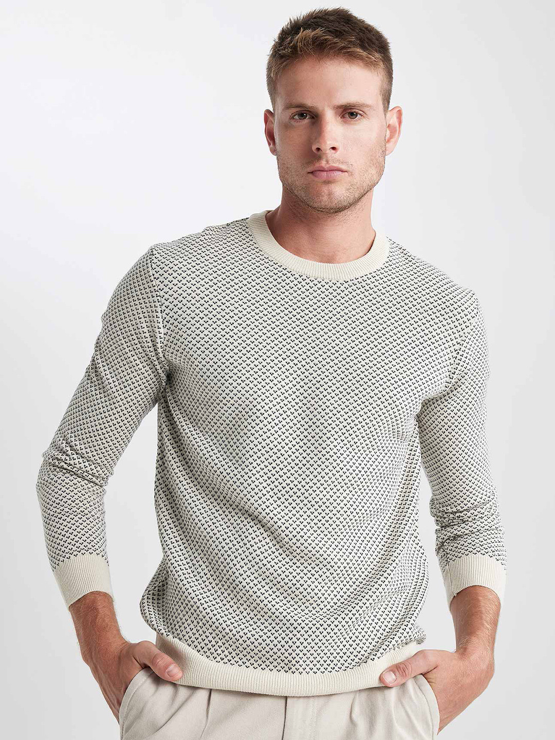 Buy DeFacto Abstract Printed Acrylic Pullover - Sweaters for Men ...