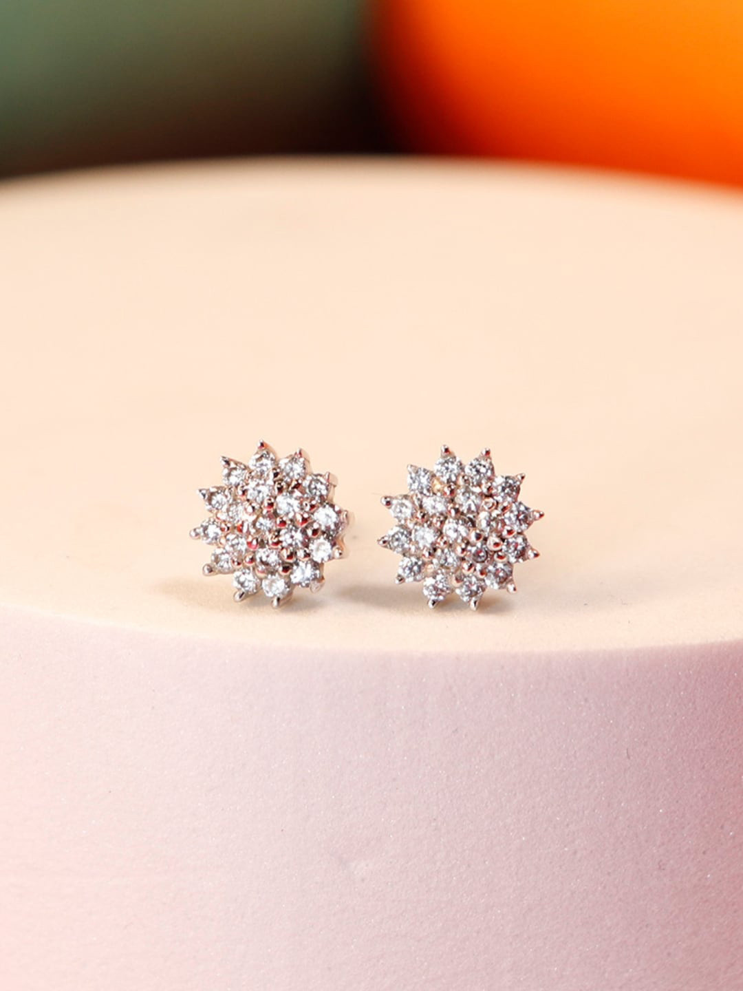 Buy Zarkan Sterling Silver American Diamond Contemporary Studs Earrings ...