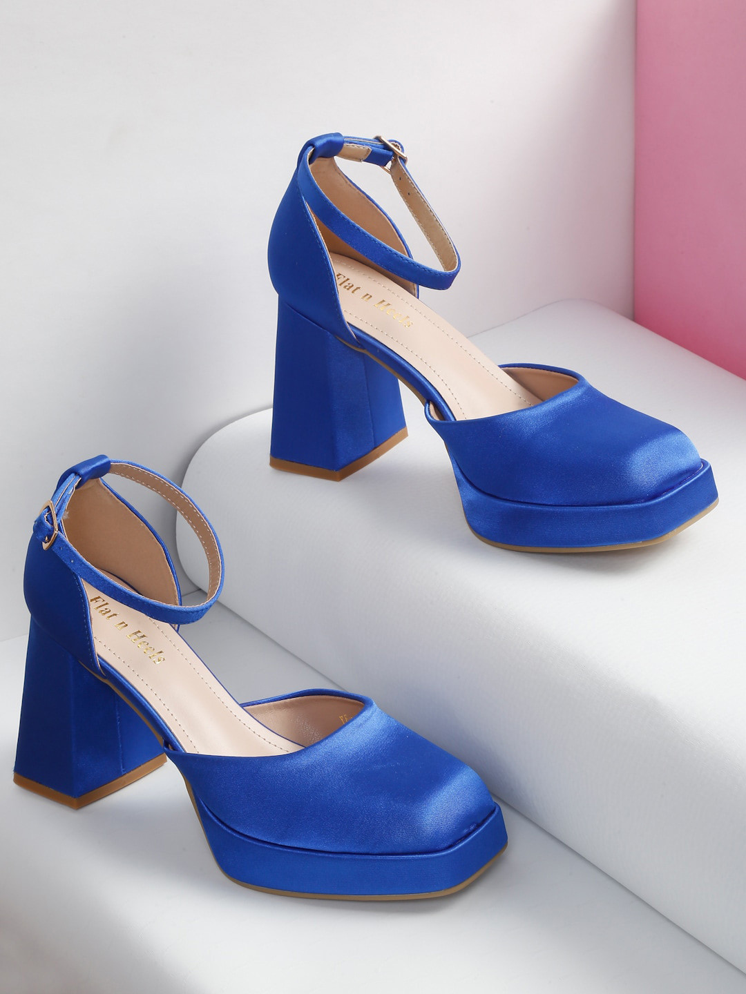 Buy Flat N Heels Square Toe Party Platform Heels With Ankle Loop ...