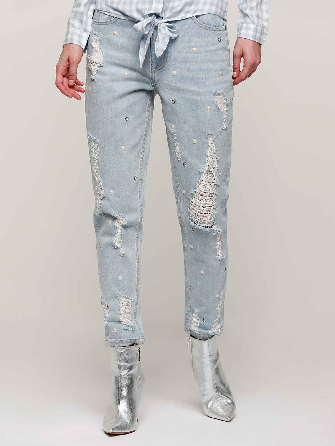 Buy Splash Women Blue Boyfriend Fit Mid Rise Highly Distressed Jeans ...