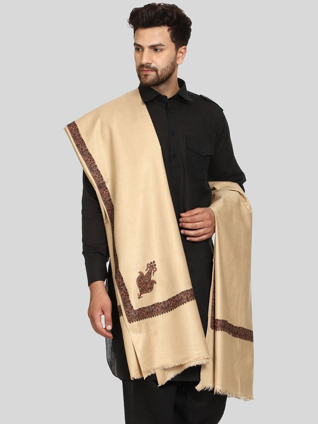 Buy SWI Stylish Kashmiri Embroidered Woollen Shawl - Shawl for Men ...