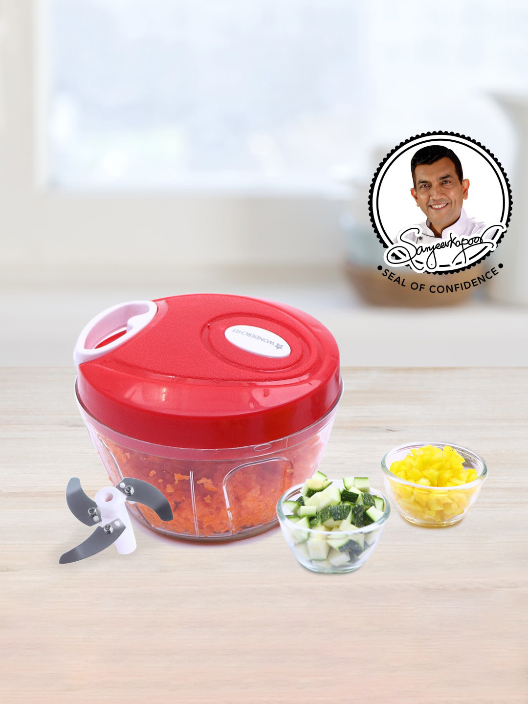 Buy Wonderchef Platinum White & Red String Chopper With 3 Sharp ...