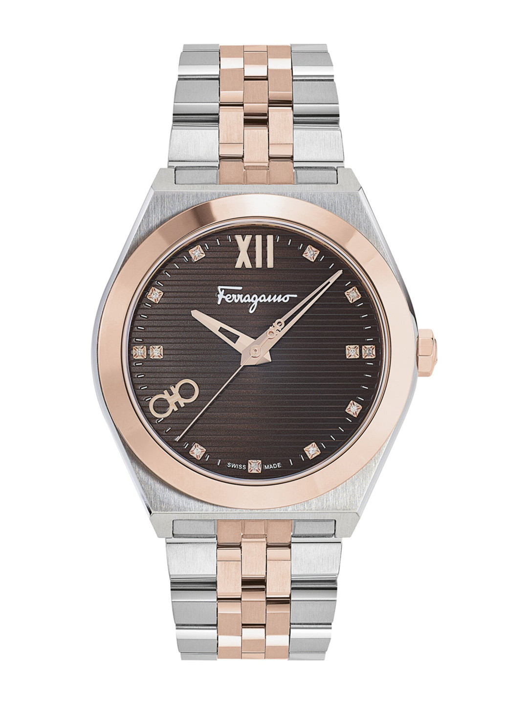 Buy Ferragamo Men Embellished Dial & Stainless Steel Bracelet Style ...
