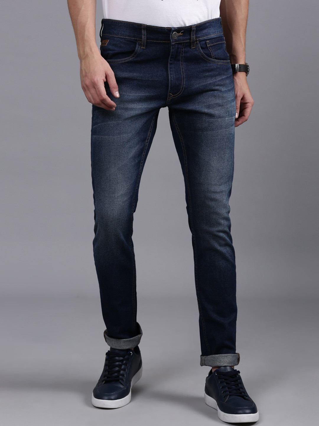 Buy WROGN Men Slim Fit Low Distress Light Fade Stretchable Comfort ...