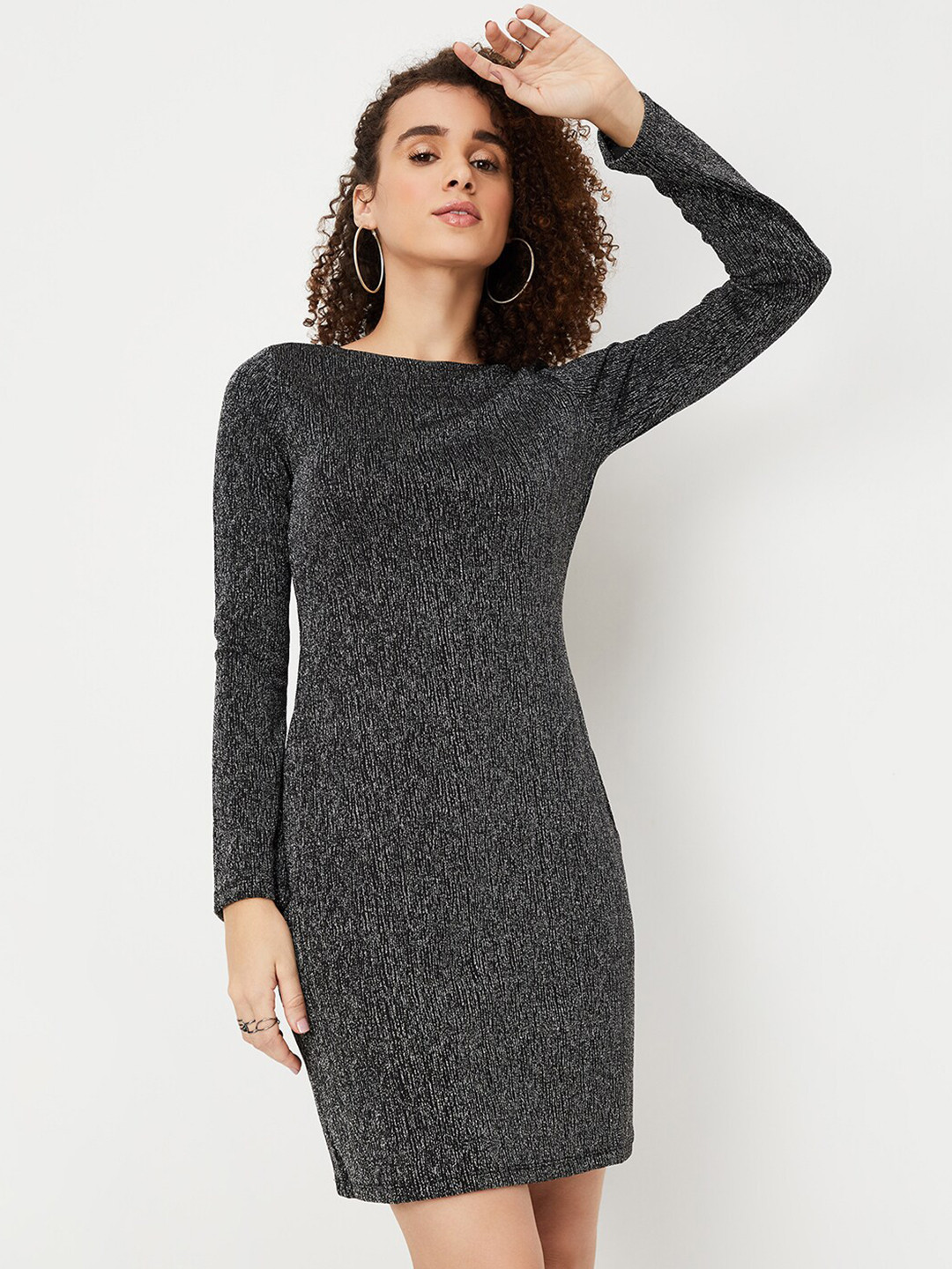 Buy Max Self Design Round Neck Sheath Dress - Dresses for Women ...