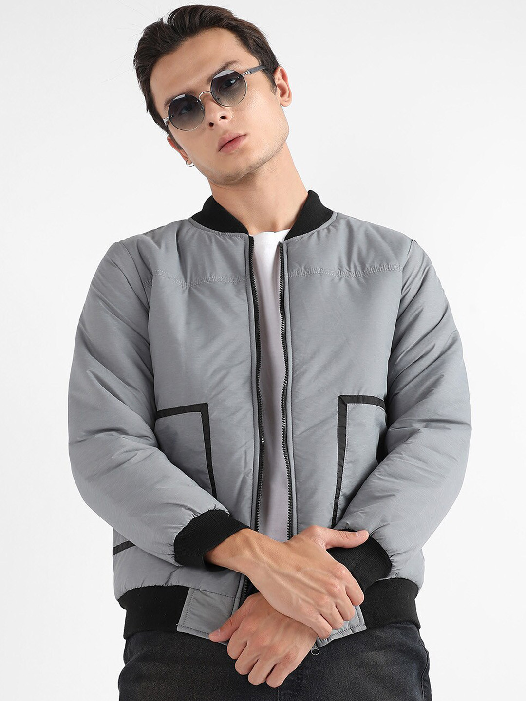 Buy Campus Sutra Winter Wear Windcheater Stand Collar Puffer Jacket ...