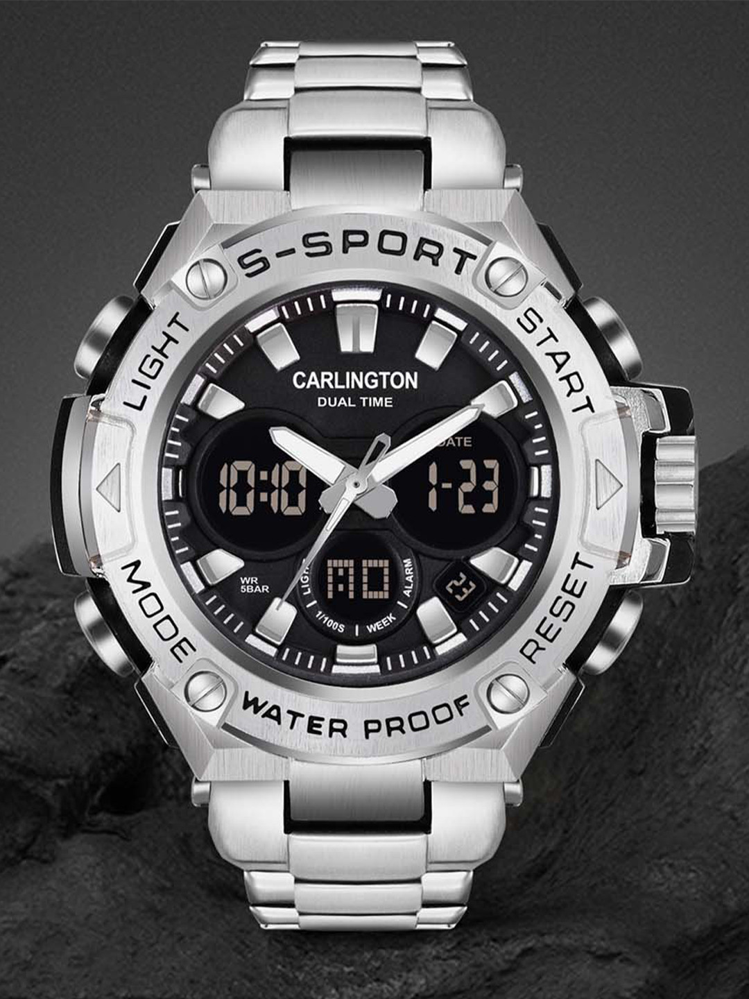Buy CARLINGTON Men Stainless Steel Analogue & Digital Watch CT 9107 ...
