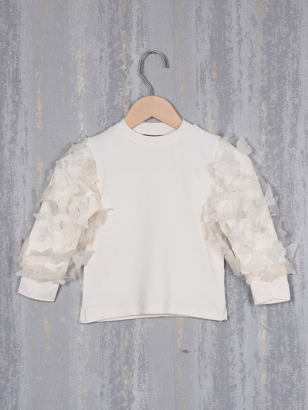 Buy Steele Girls Self Design Puff Sleeves Round Neck Woollen Top - Tops ...