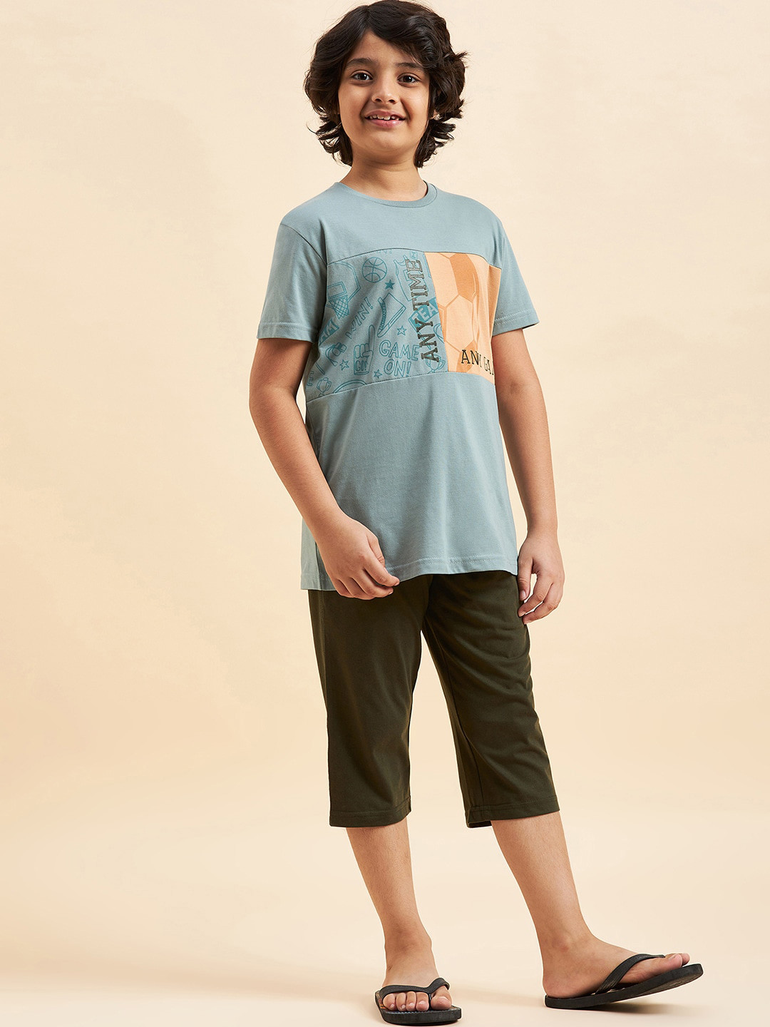 Buy Sweet Dreams Boys Typography Printed T Shirt & Capris - Night Suits ...