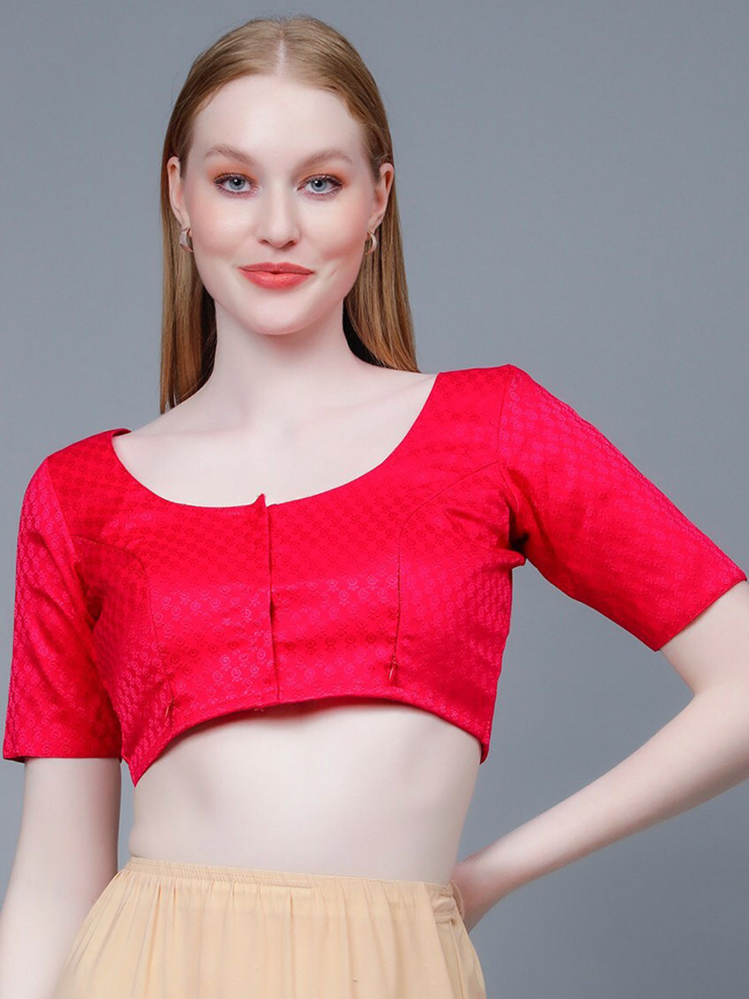 Buy DUMMY SHAPE Woven Design Pure Cotton Maternity Feeding Saree Blouse ...