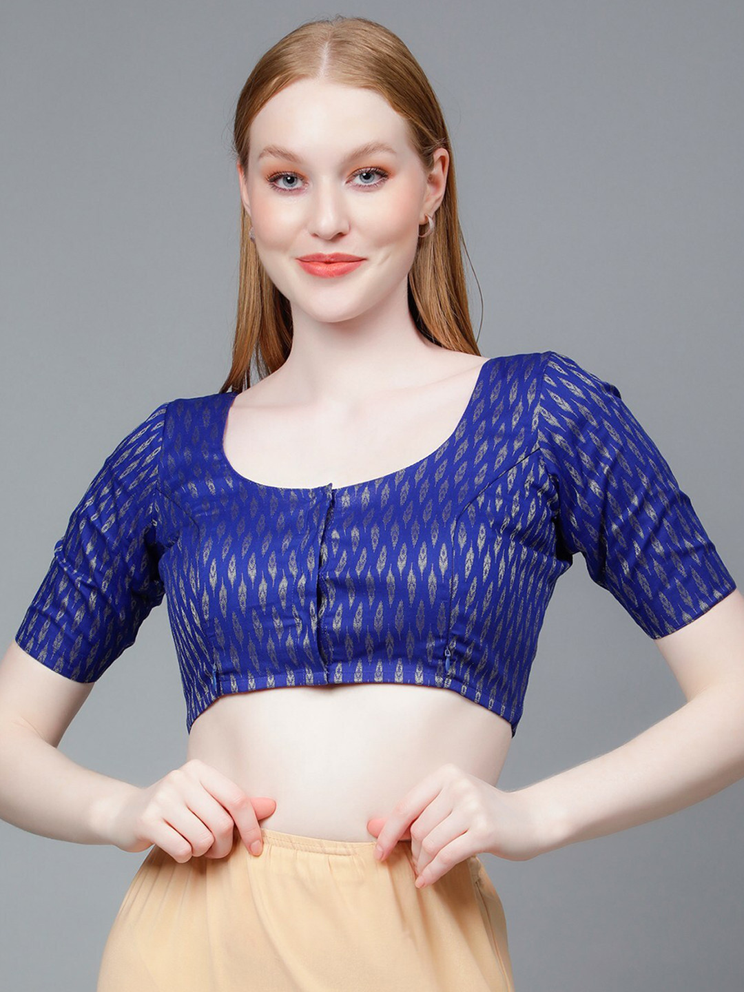 Buy DUMMY SHAPE Woven Design Pure Cotton Maternity Feeding Saree Blouse ...