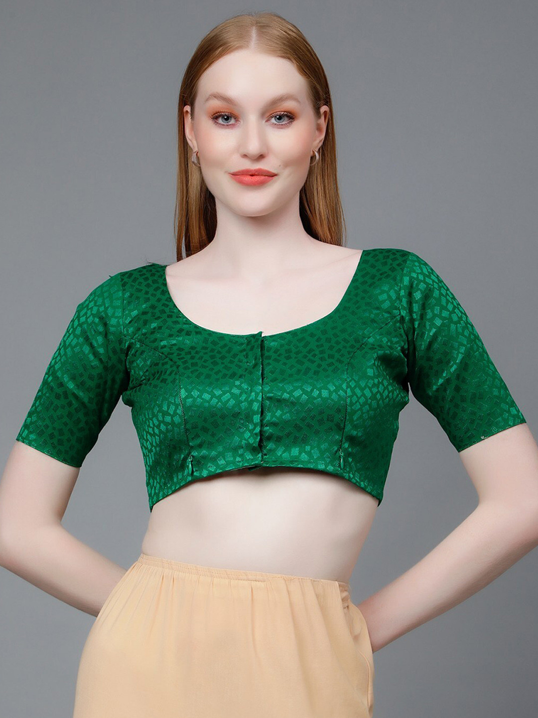 Buy DUMMY SHAPE Woven Design Pure Cotton Maternity Feeding Saree Blouse ...
