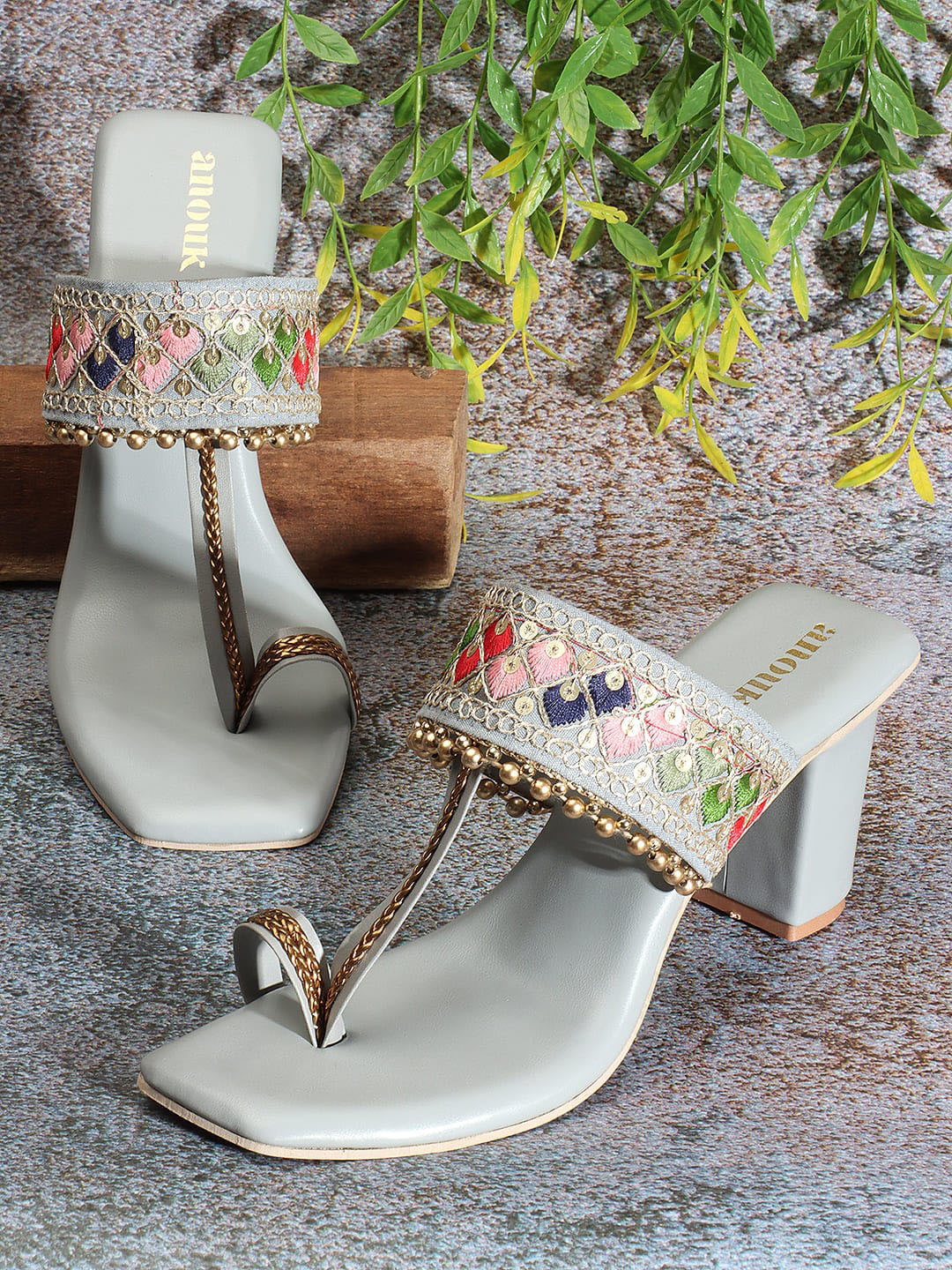 Buy Anouk Ethnic Embellished One Toe Block Heels - Heels for Women ...