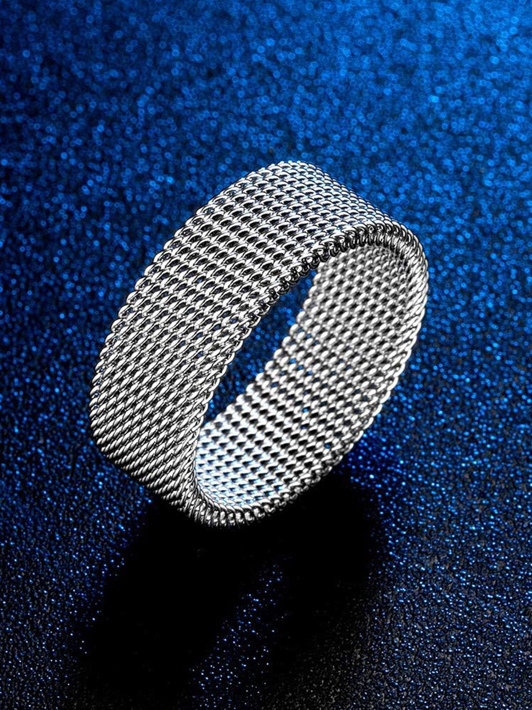 Buy VIEN Set Of 2 Braided Mesh Band Flexible Rings - Ring for Unisex ...