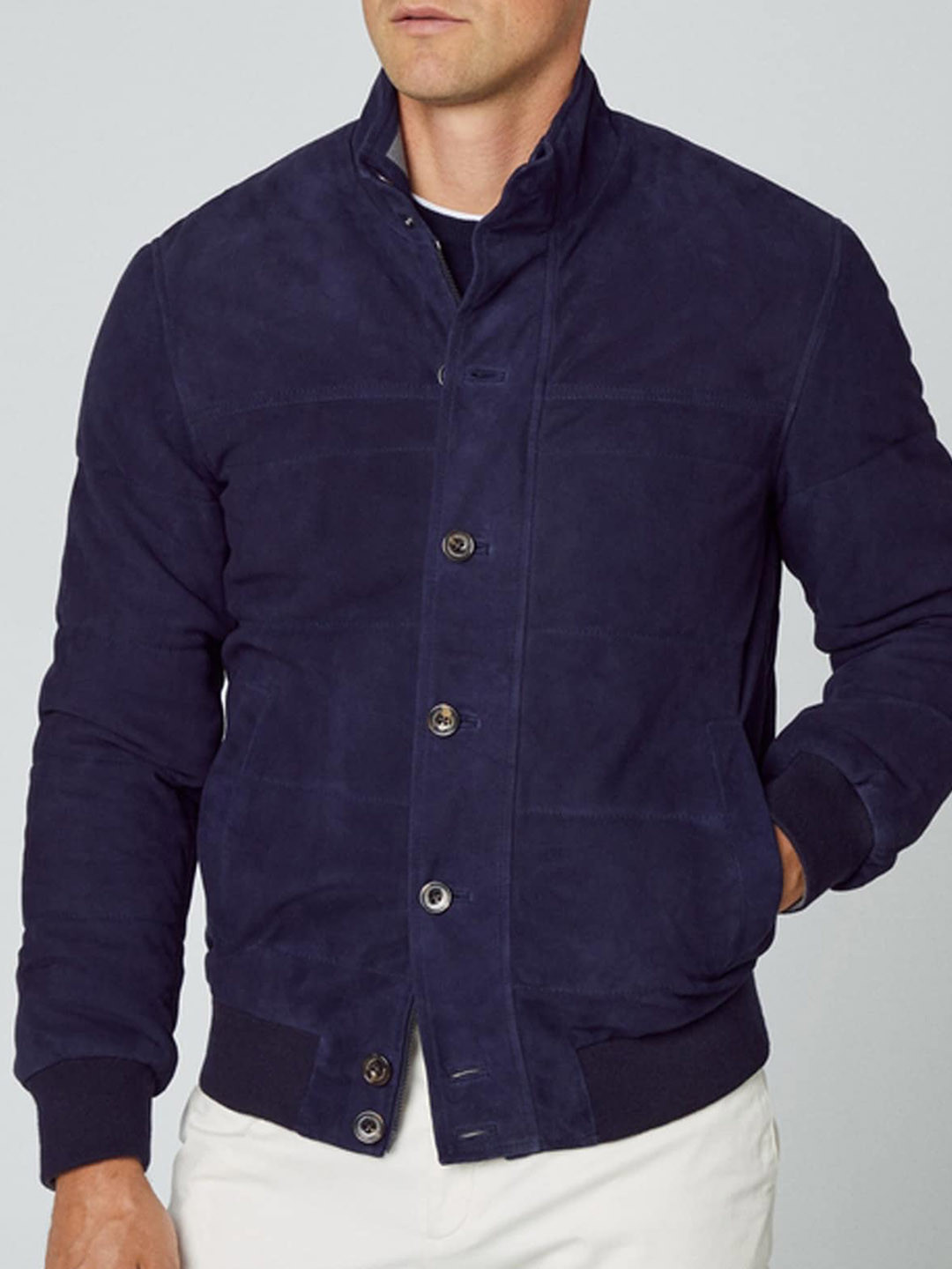 Buy HACKETT LONDON Suede Longline Bomber Jacket - Jackets for Men ...
