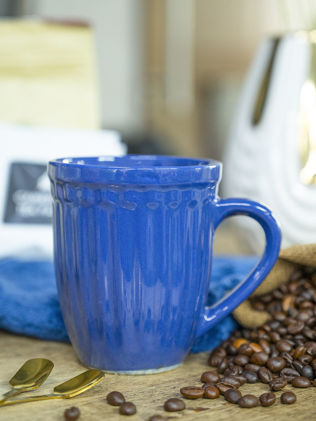 Buy MARKET99 Blue Textured Ceramic Matte Coffee Mug 300 ML - Cups And ...