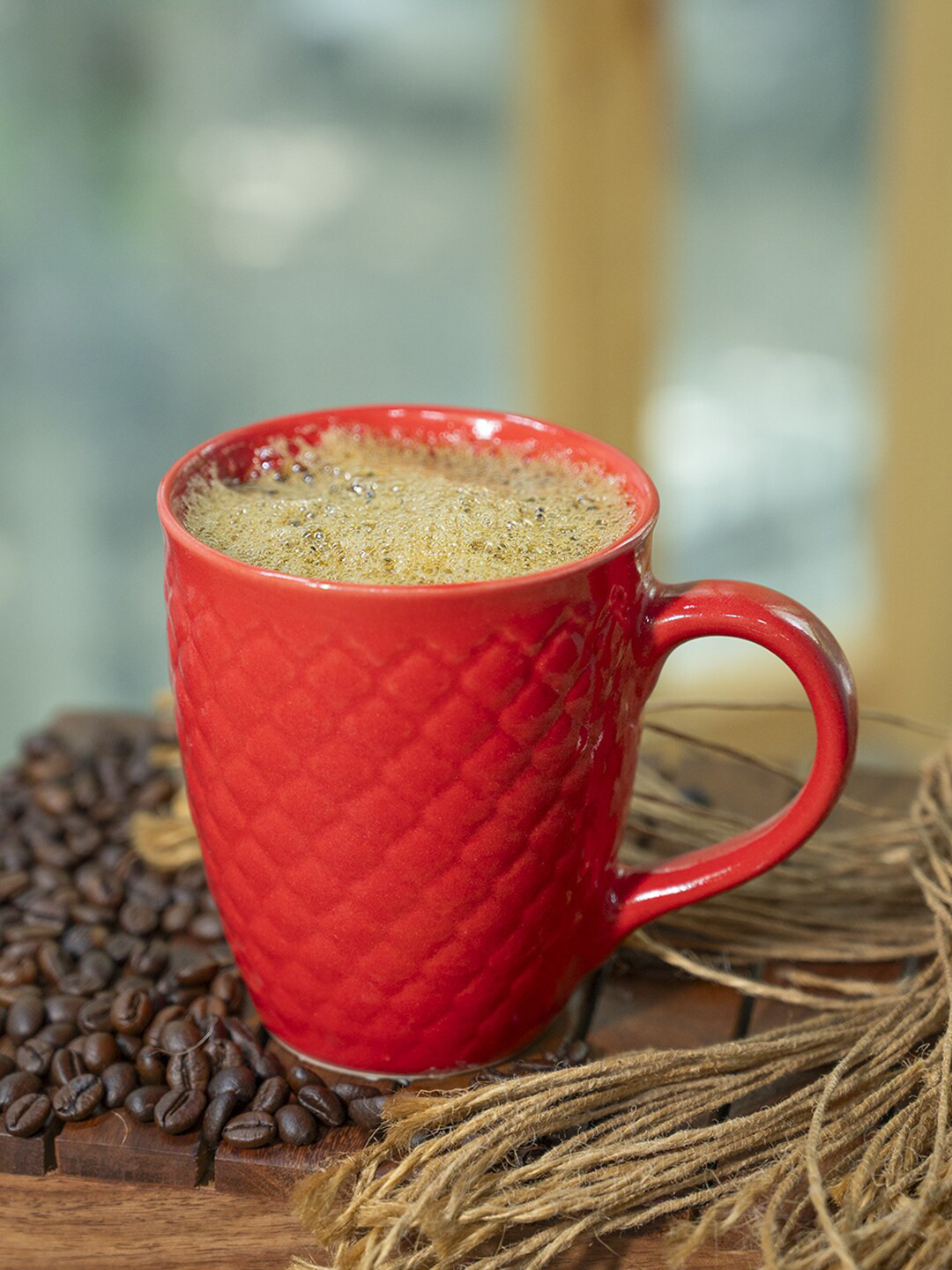Buy MARKET99 Red Textured Ceramic Matte Coffee Mug 320 ML - Cups And ...