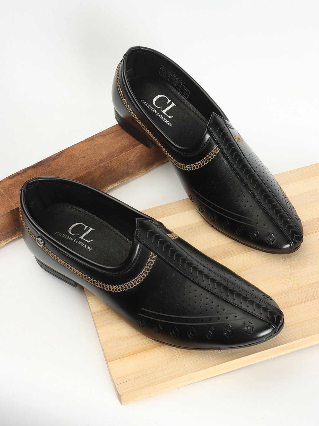 Buy Carlton London Men Perforations Slip On Shoes - Formal Shoes for ...