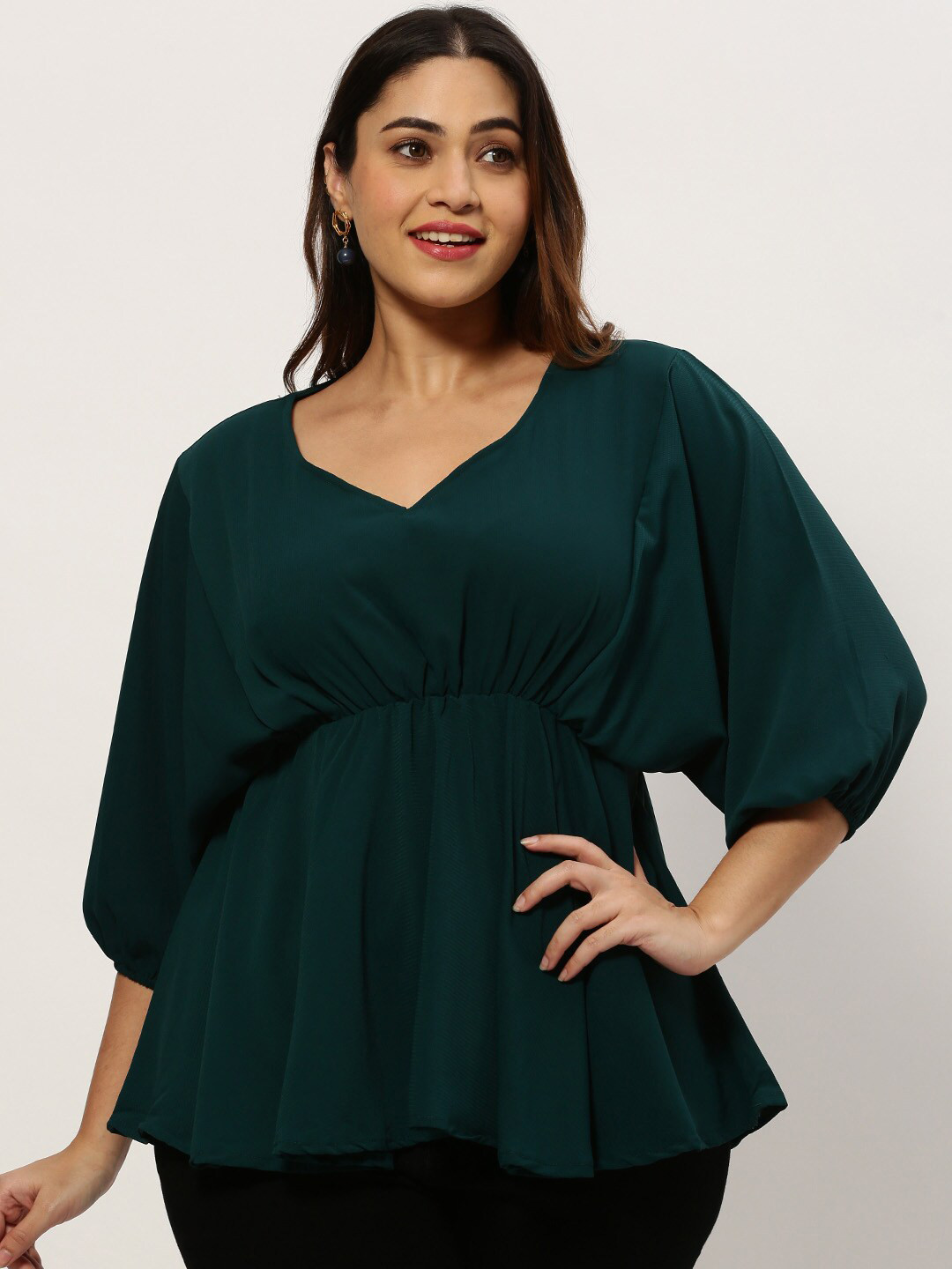 Buy SHOWOFF Plus Plus Size Batwing Sleeve Chiffon Empire Top - Tops for ...