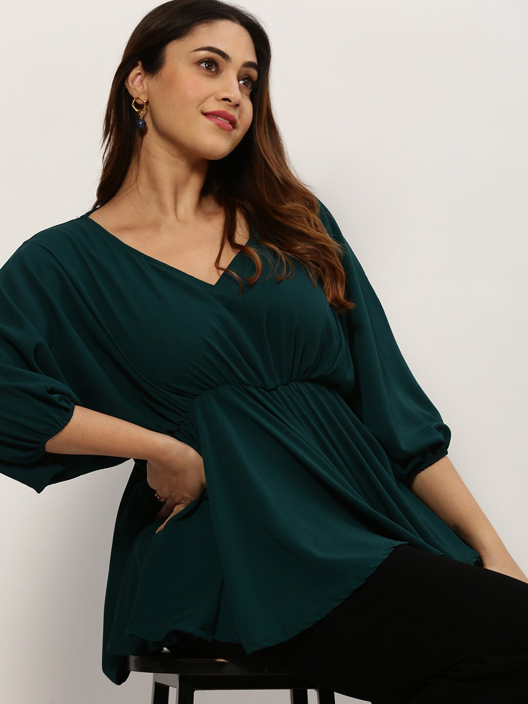 Buy SHOWOFF Plus Plus Size Batwing Sleeve Chiffon Empire Top - Tops for ...
