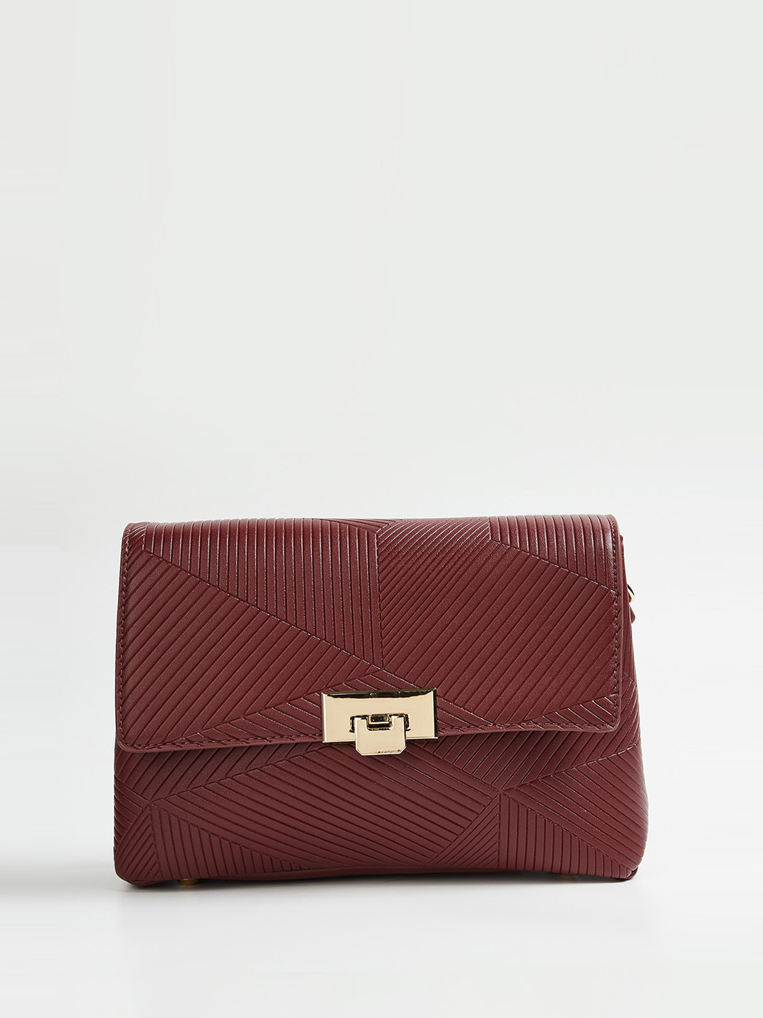 Buy CODE By Lifestyle Textured Structured Sling Bag With Buckle Detail ...