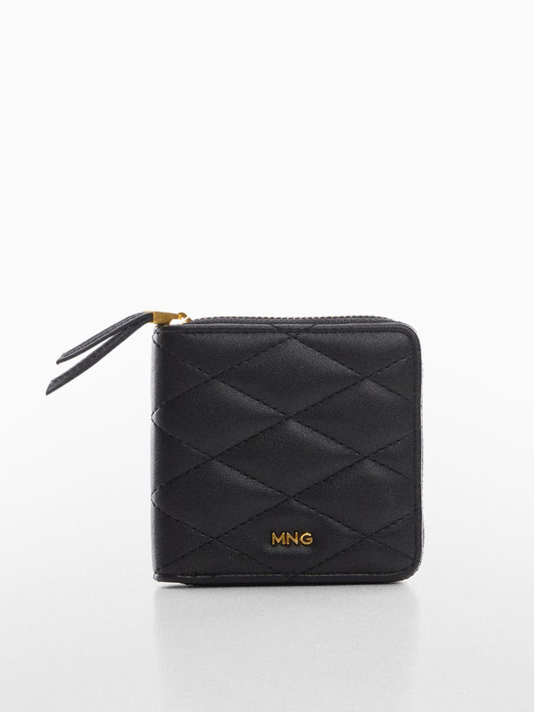 Buy MANGO Women Geometric Textured Zip Around Wallet With Quilted ...