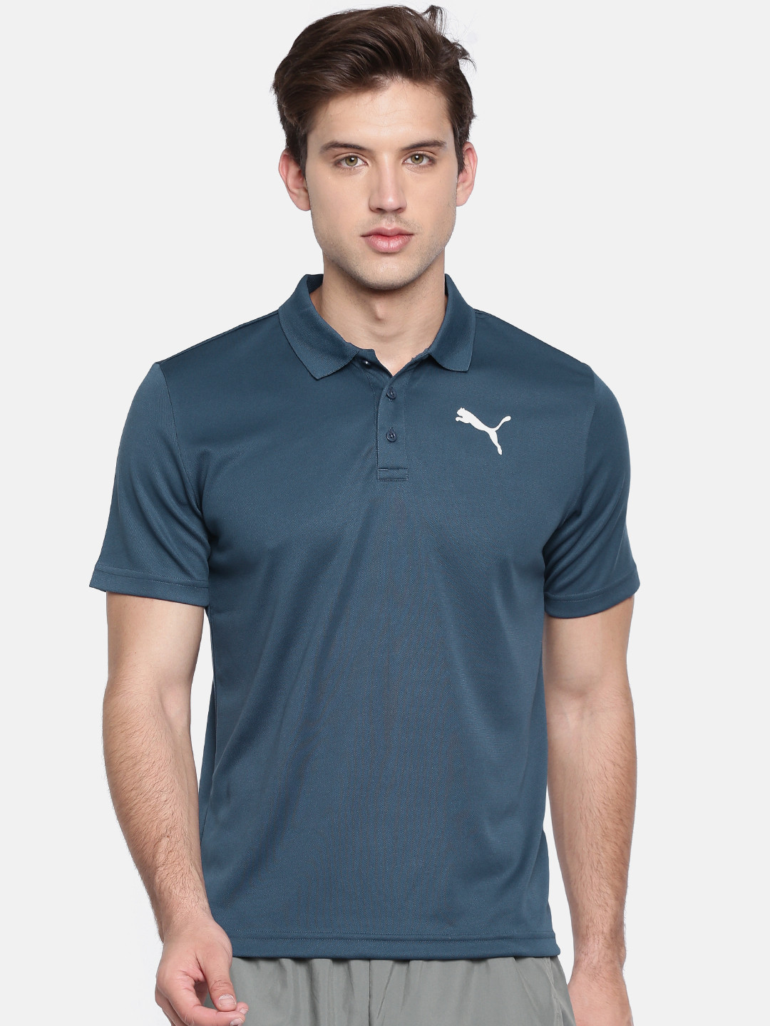 Buy Puma Men Blue Solid ACTIVE Pique Polo T Shirt - Tshirts for Men ...