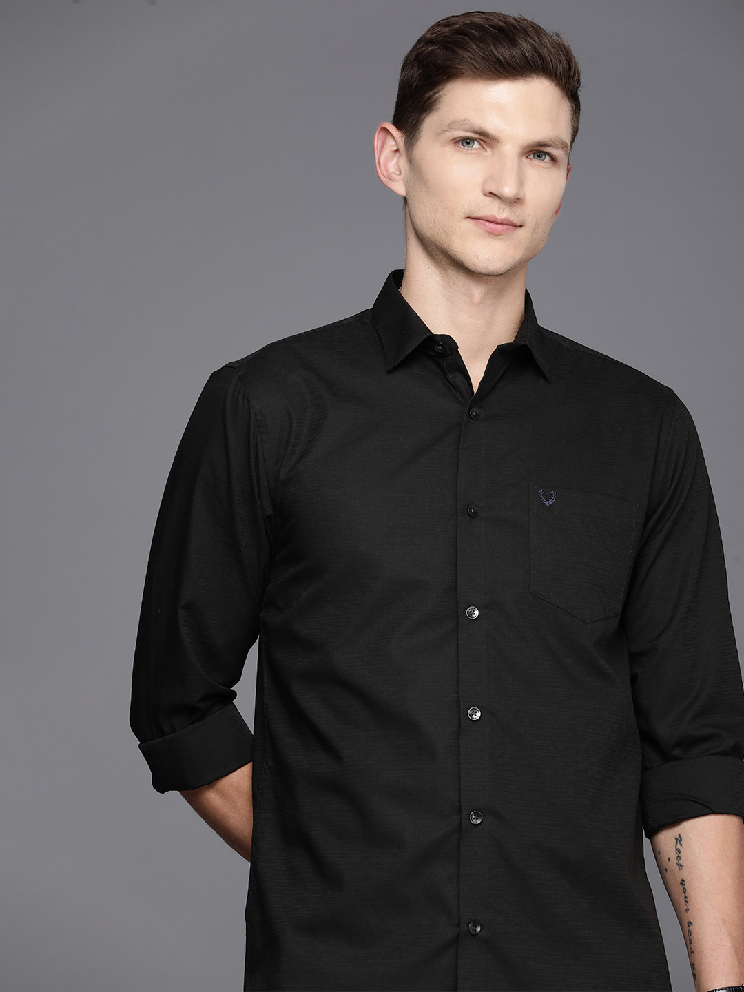 Buy Allen Solly Pure Cotton Classic Fit Self Striped Opaque Casual ...
