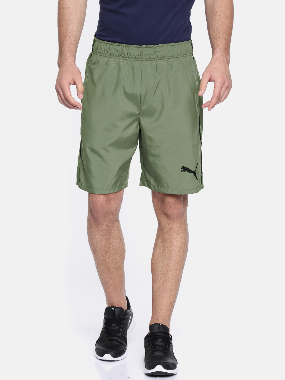 Buy Puma Men Olive Green Solid Regular Fit Active Tec Woven Sports ...