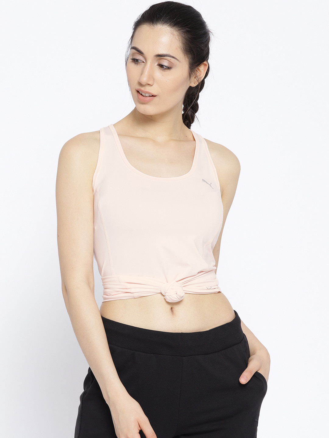 Buy Puma Women Peach Coloured Essential Layer Solid Tank Top - Tops for ...