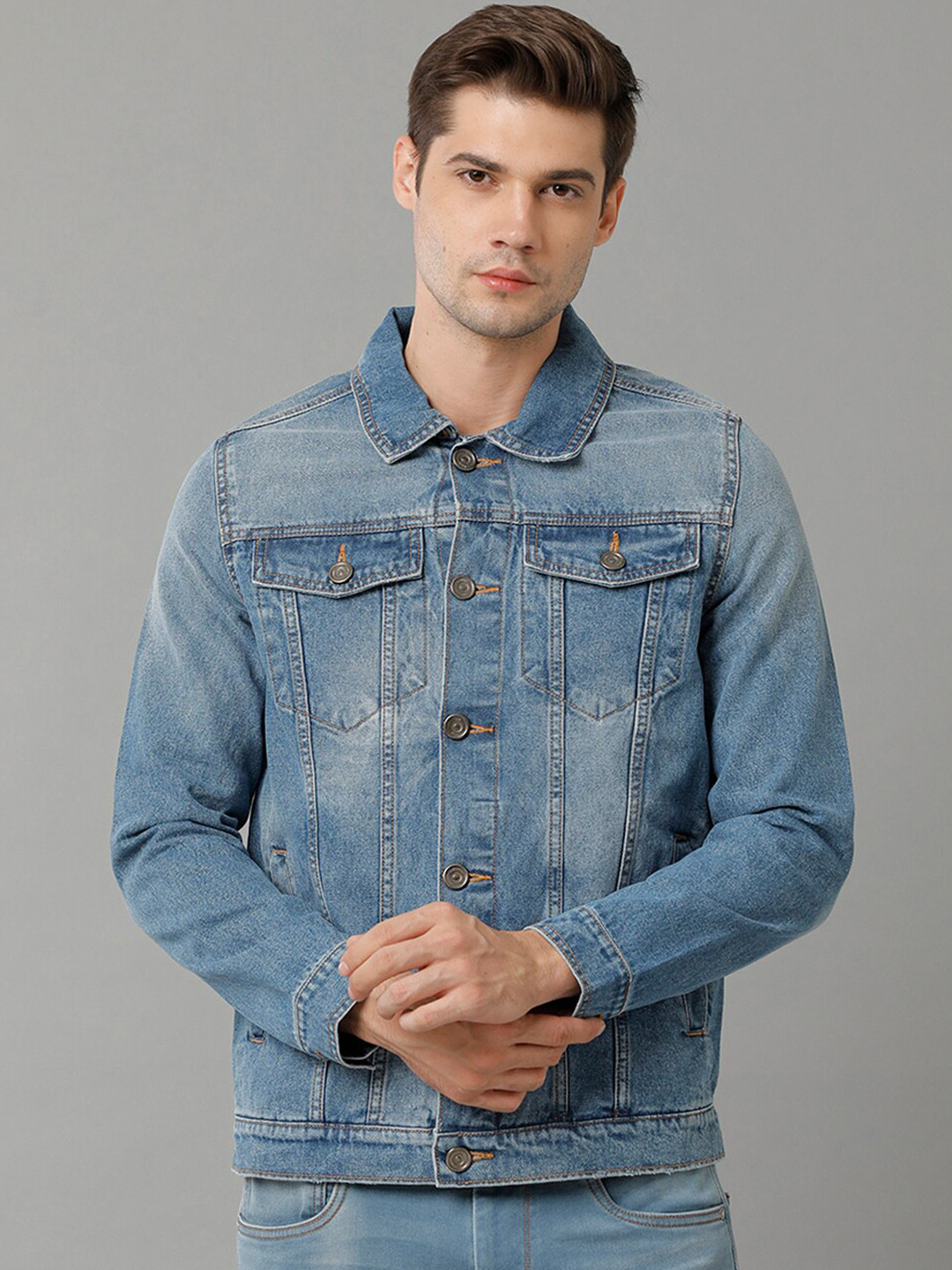 Buy Voi Jeans Washed Pure Cotton Denim Jacket - Jackets for Men ...