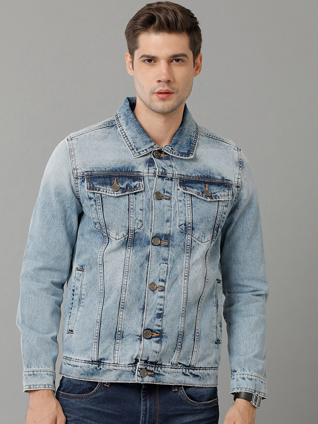 Buy Voi Jeans Washed Pure Cotton Denim Jacket - Jackets for Men ...