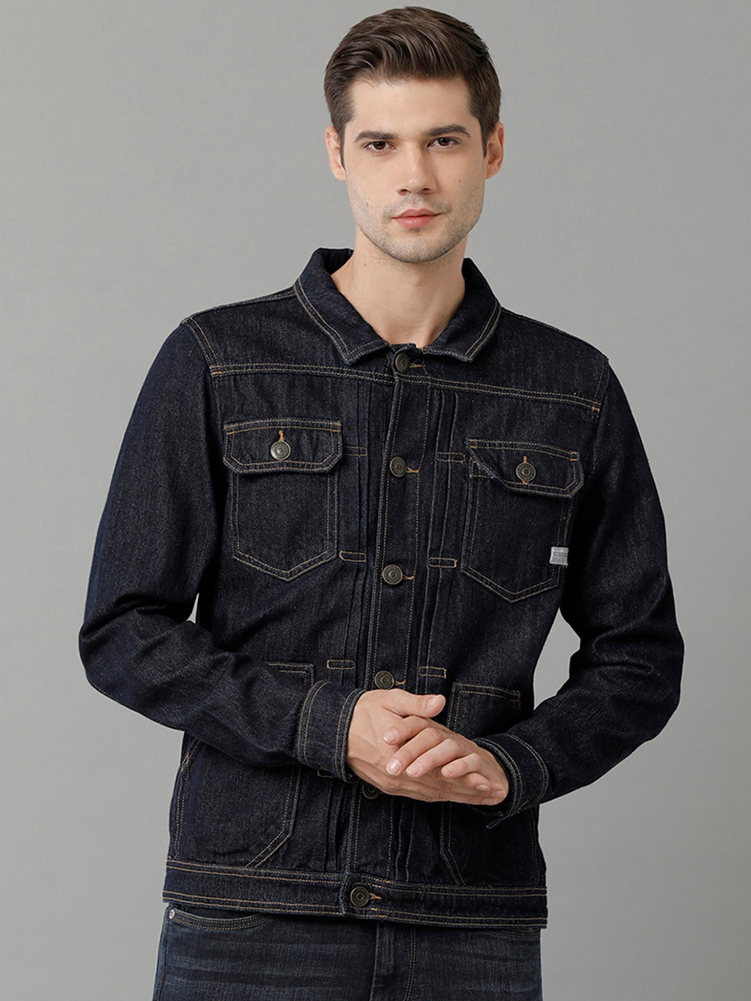 Buy Voi Jeans Spread Collar Pure Cotton Denim Jacket - Jackets for Men ...