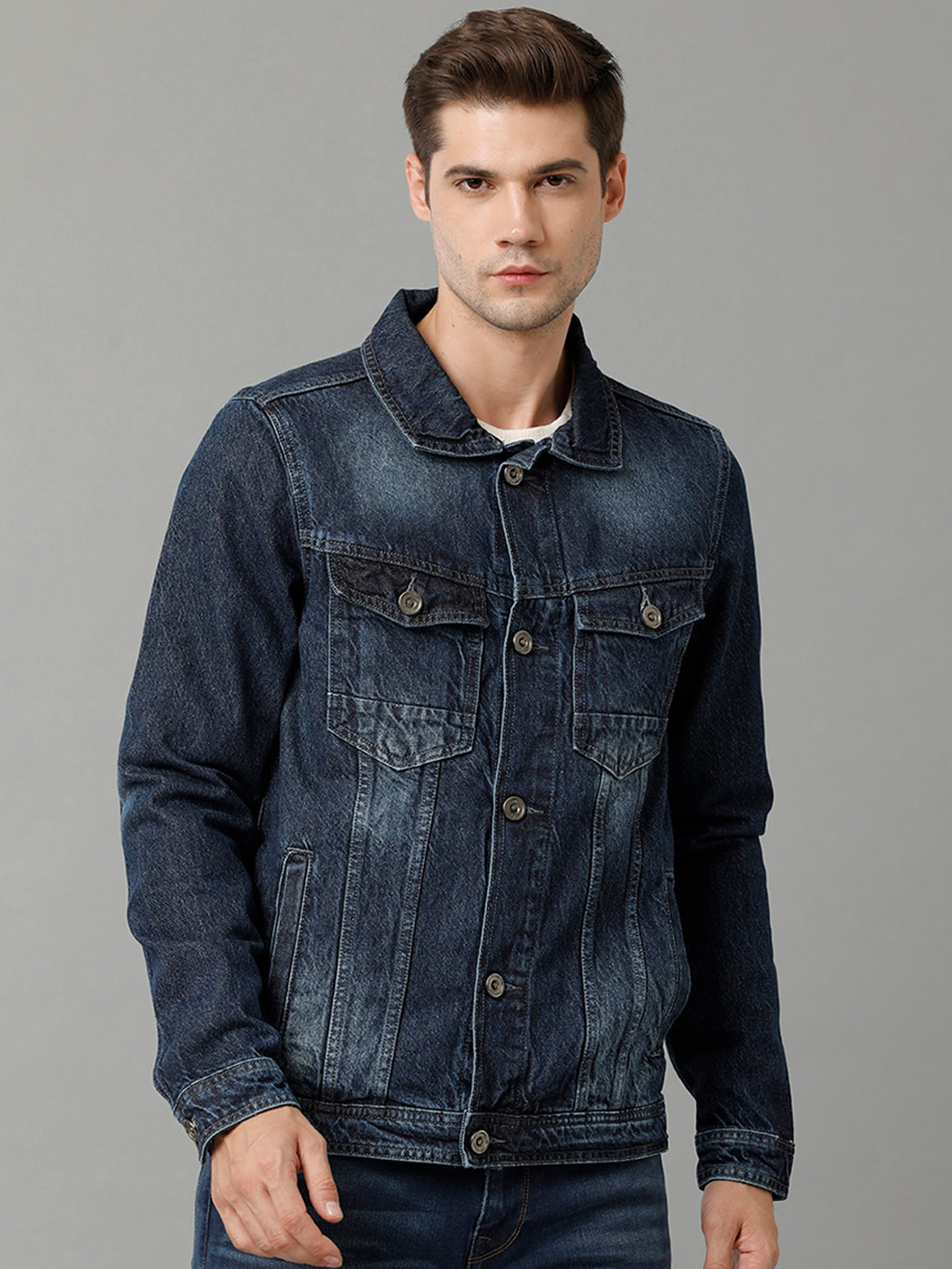 Buy Voi Jeans Washed Pure Cotton Denim Jacket - Jackets for Men ...