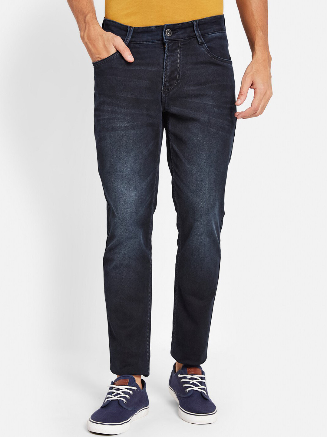 Buy Octave Men Mid Rise Skinny Fit Clean Look Light Fade Stretchable ...