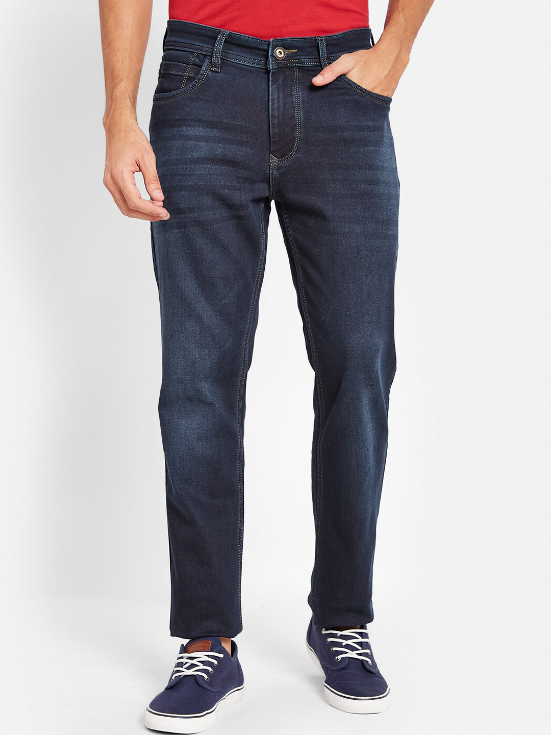 Buy Octave Men Mid Rise Clean Look Light Fade Stretchable Jeans - Jeans ...