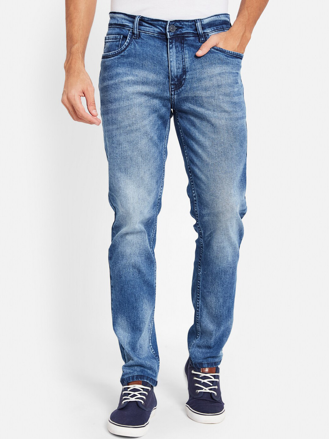 Buy Octave Men Mid Rise Skinny Fit Clean Look Heavy Fade Stretchable ...