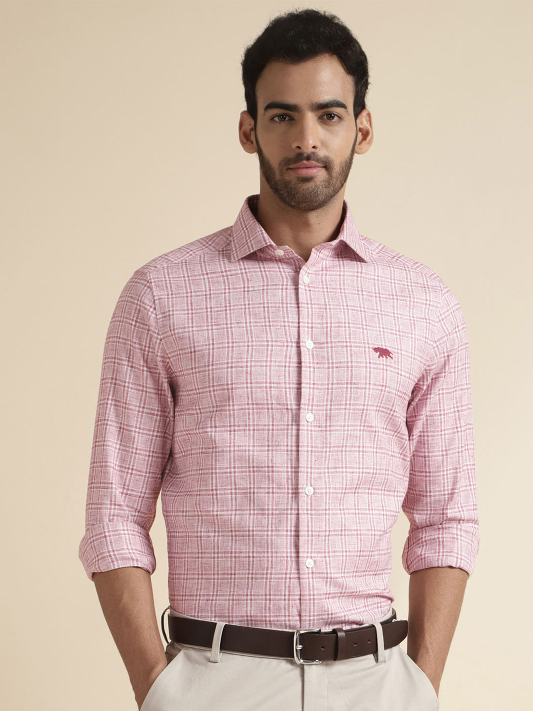 Buy Andamen Premium Grid Tattersall Checks Checked Cotton Formal Shirt ...