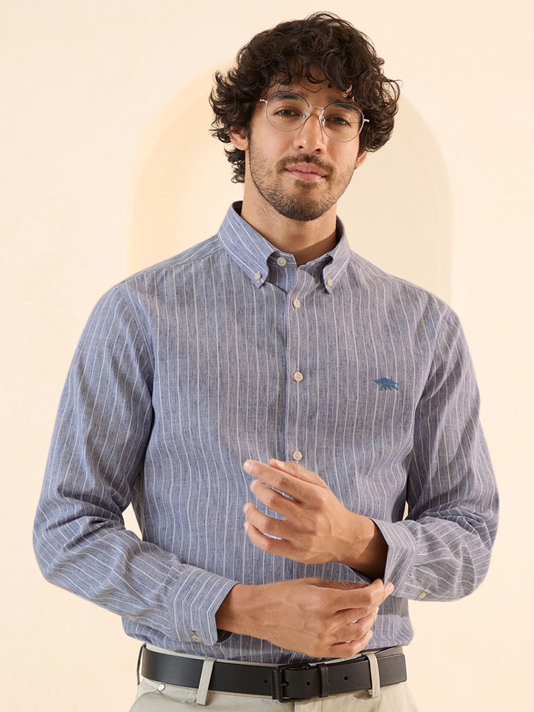 Buy Andamen Premium Slim Fit Vertical Striped Cotton Formal Shirt ...