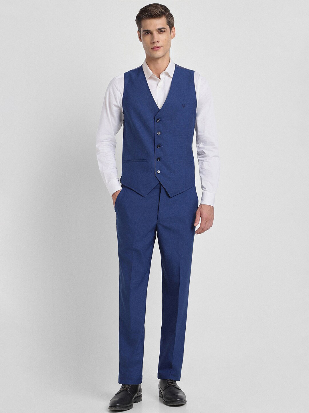 Buy Allen Solly Slim Fit Single Breasted Three Piece Formal Suit ...