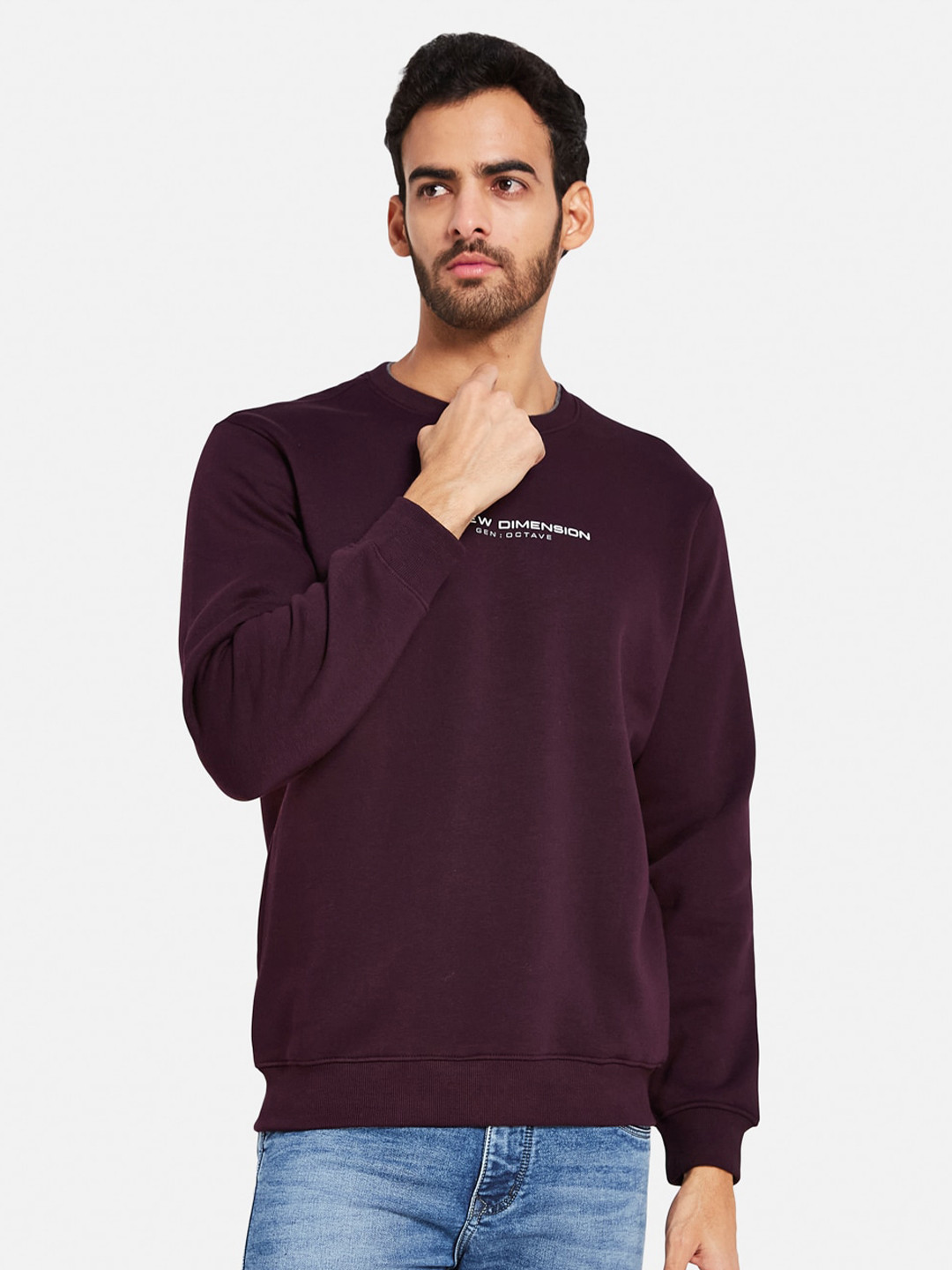 Buy Octave Typography Printed Round Neck Pullover Sweatshirt ...