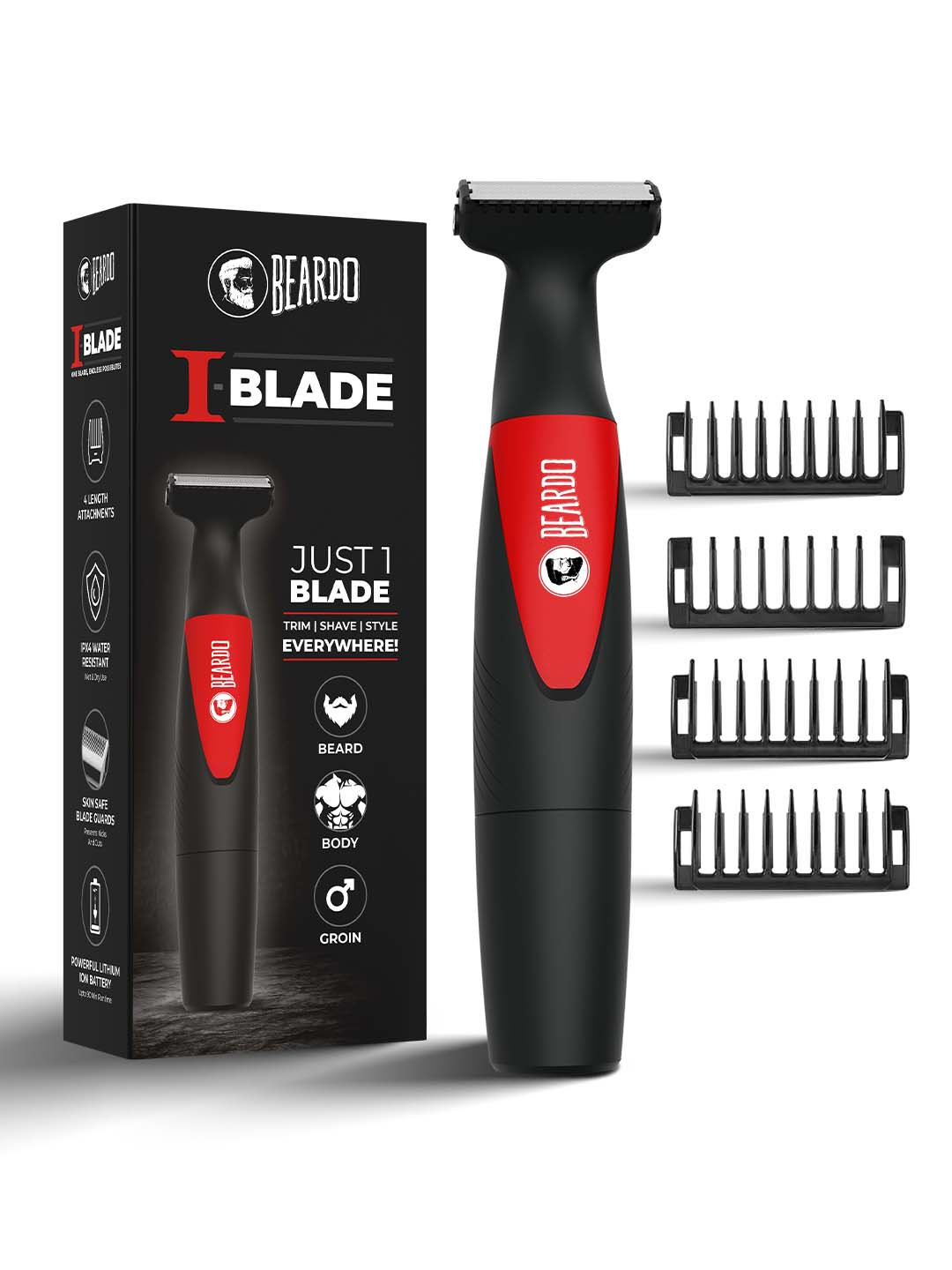 Buy BEARDO Men One Blade Body Trimmer Black & Red - Body Groomer for ...