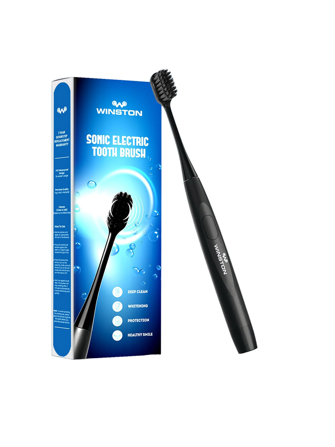 Buy WINSTON Sonic Electric Toothbrush With Charcoal Bristles Black ...
