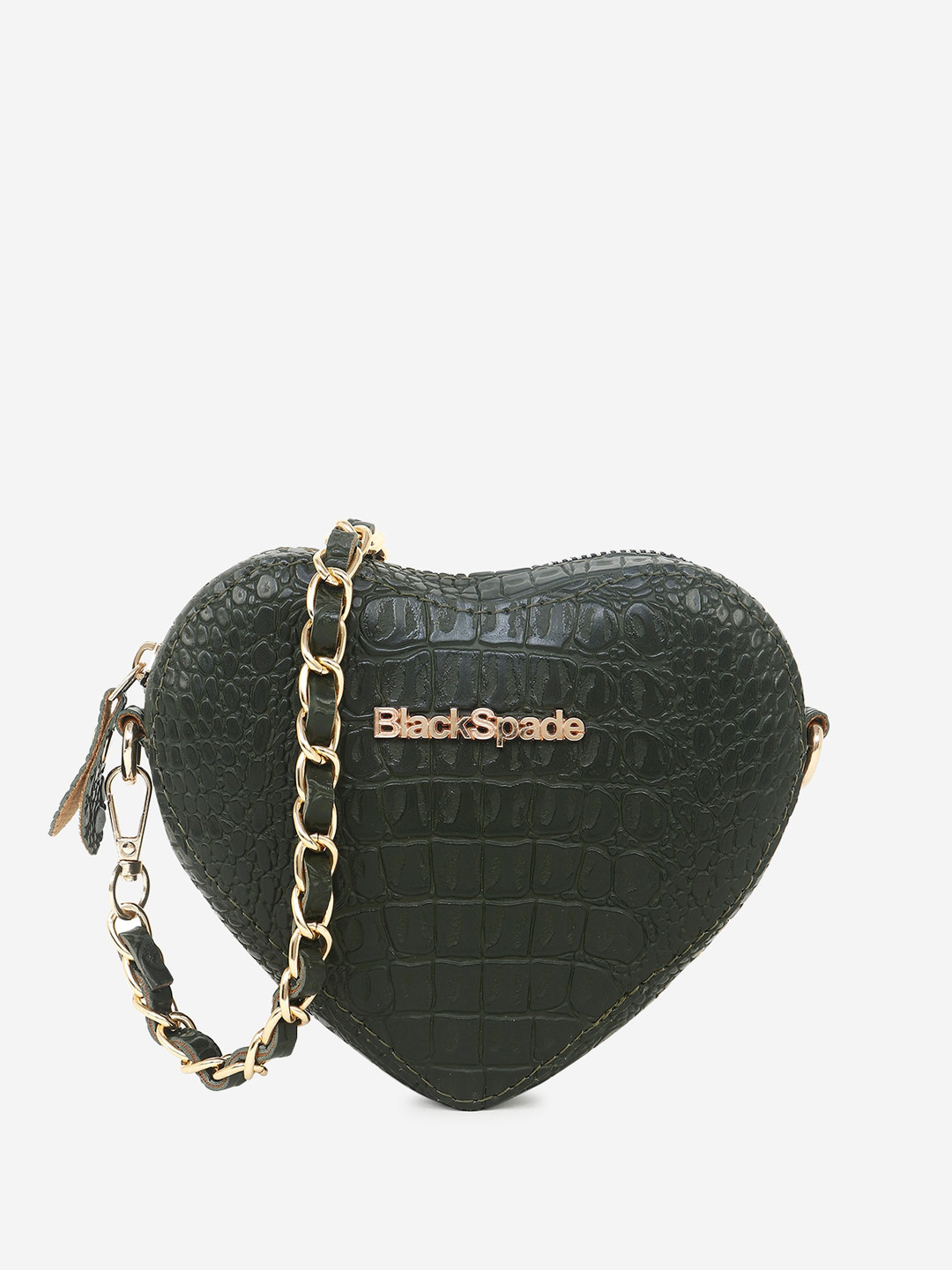 Buy Black Spade Textured Structured Heart Shaped Sling Bag - Handbags ...
