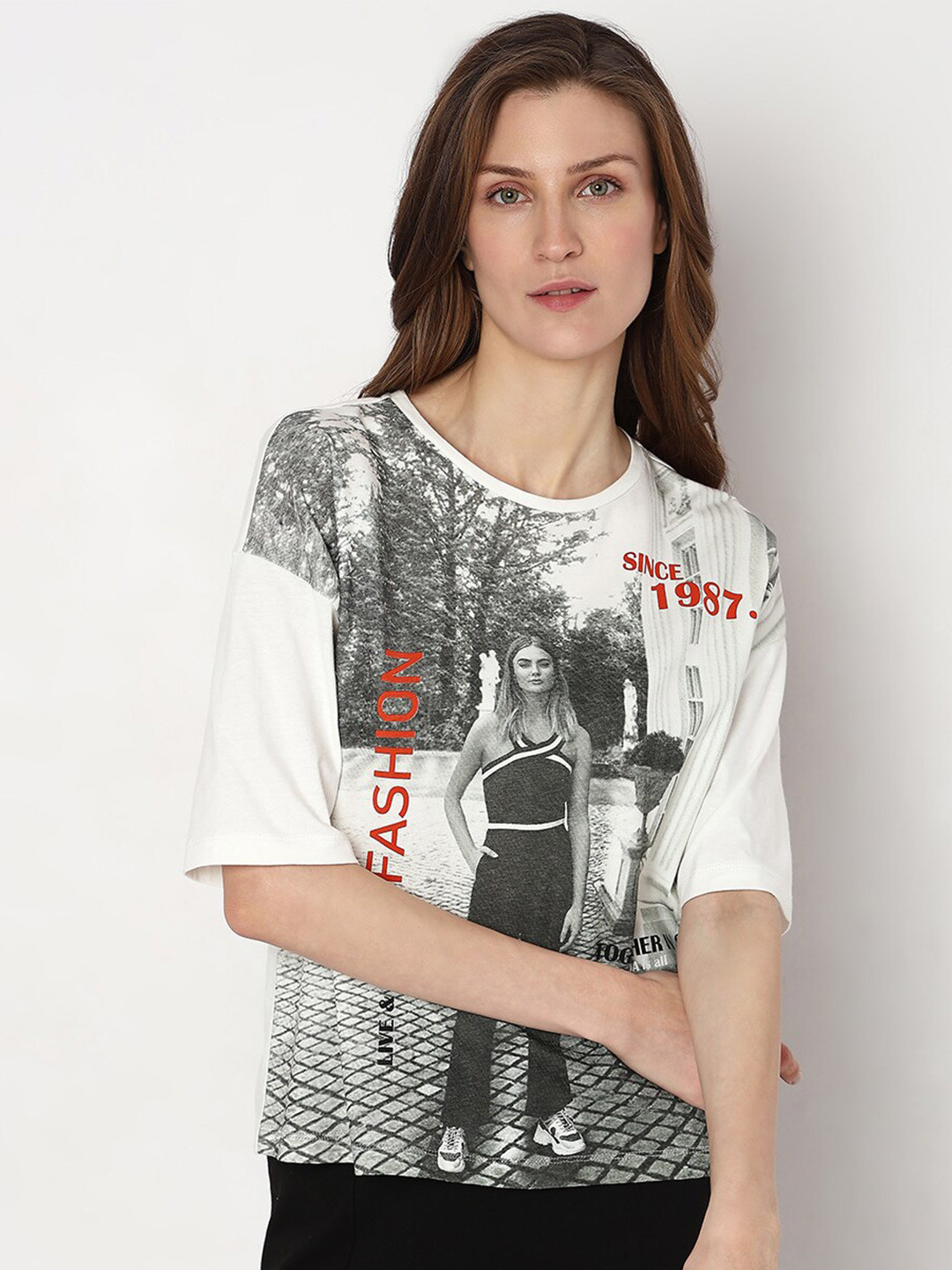 Buy Vero Moda Graphic Printed Cotton T Shirt - Tshirts for Women ...